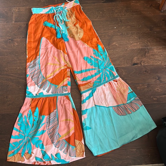 Swim | True Destinations Resort Wear Flare Pants Beach Palm Trees ...